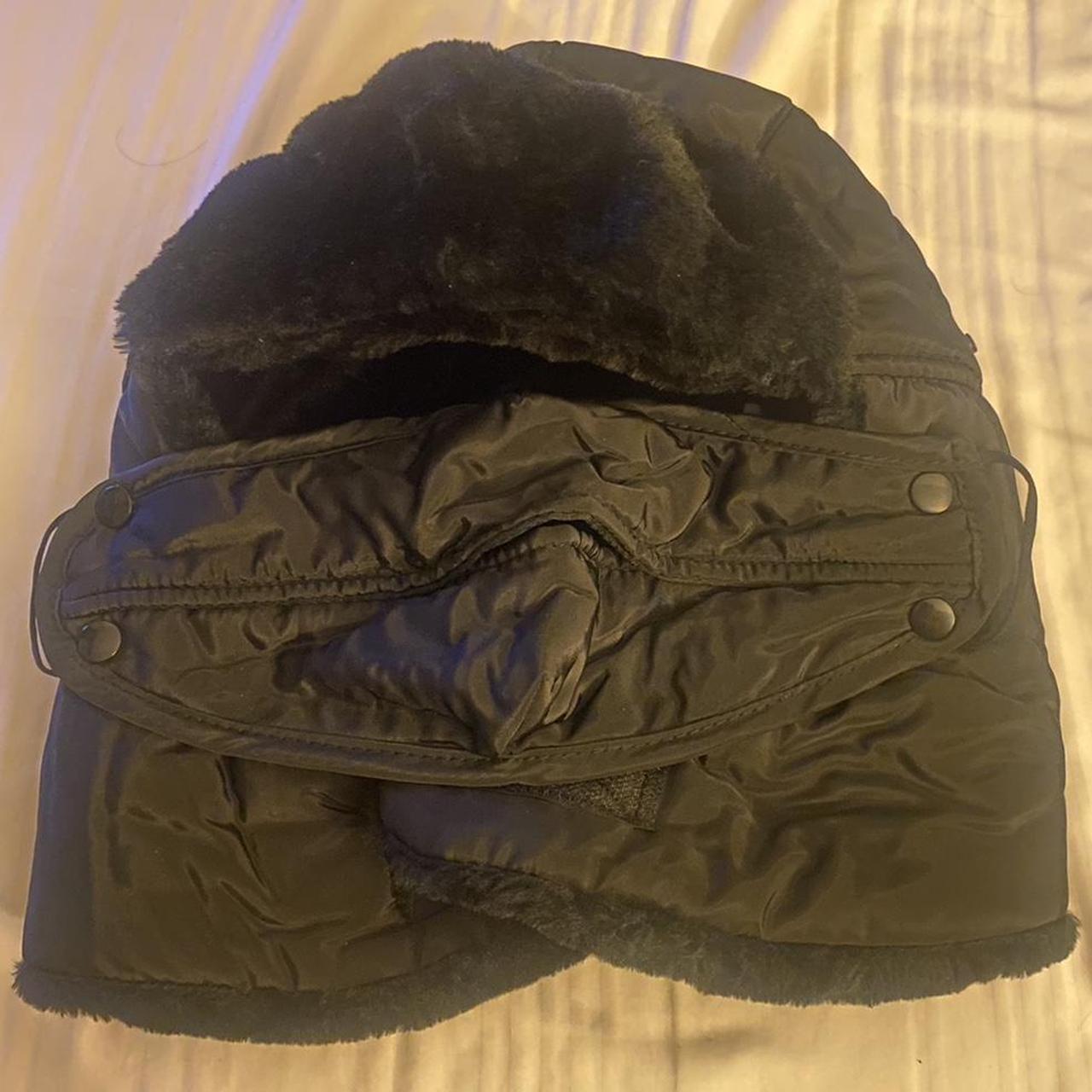 Black Trapper Hat / Balacava -Velcro connect on... - Depop