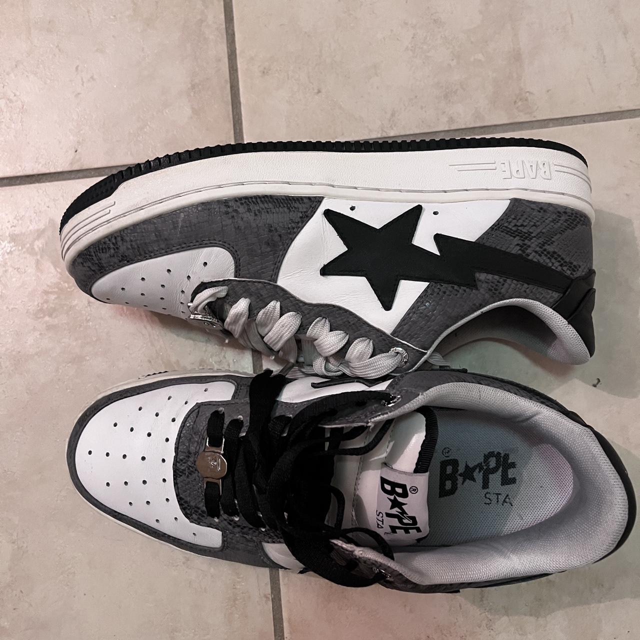 Bapestas grey white and black snake skin... | Depop