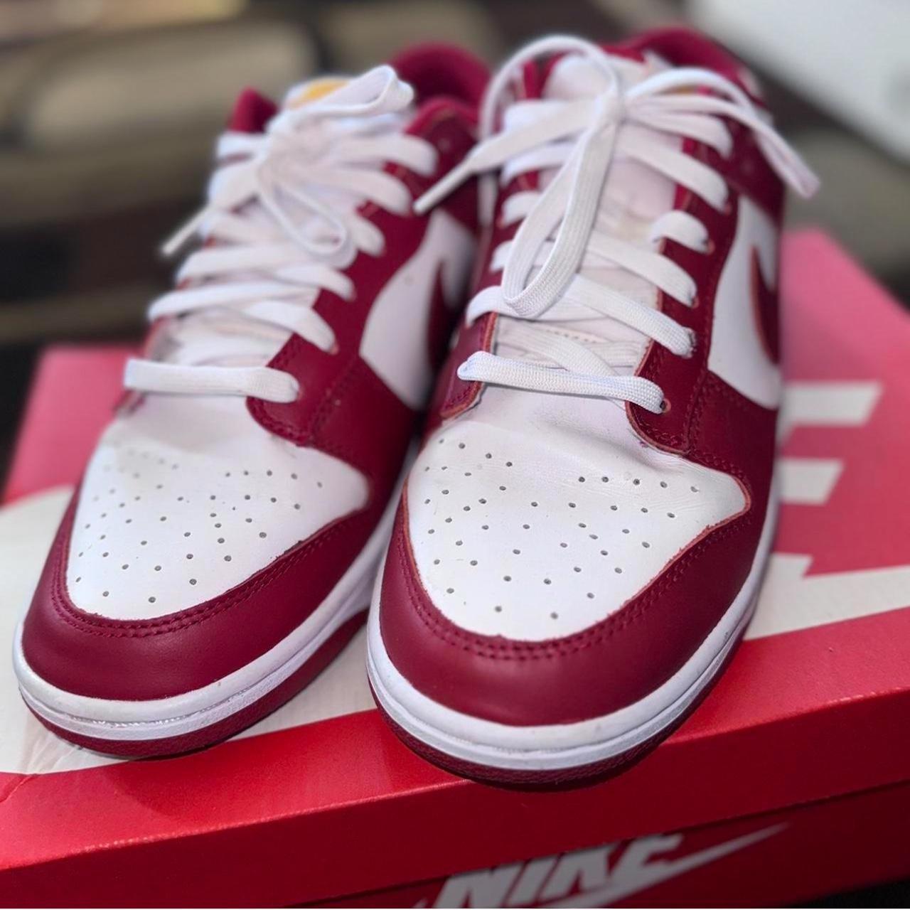 Nike Dunk Low Retro Red White trainers #nike... | Depop