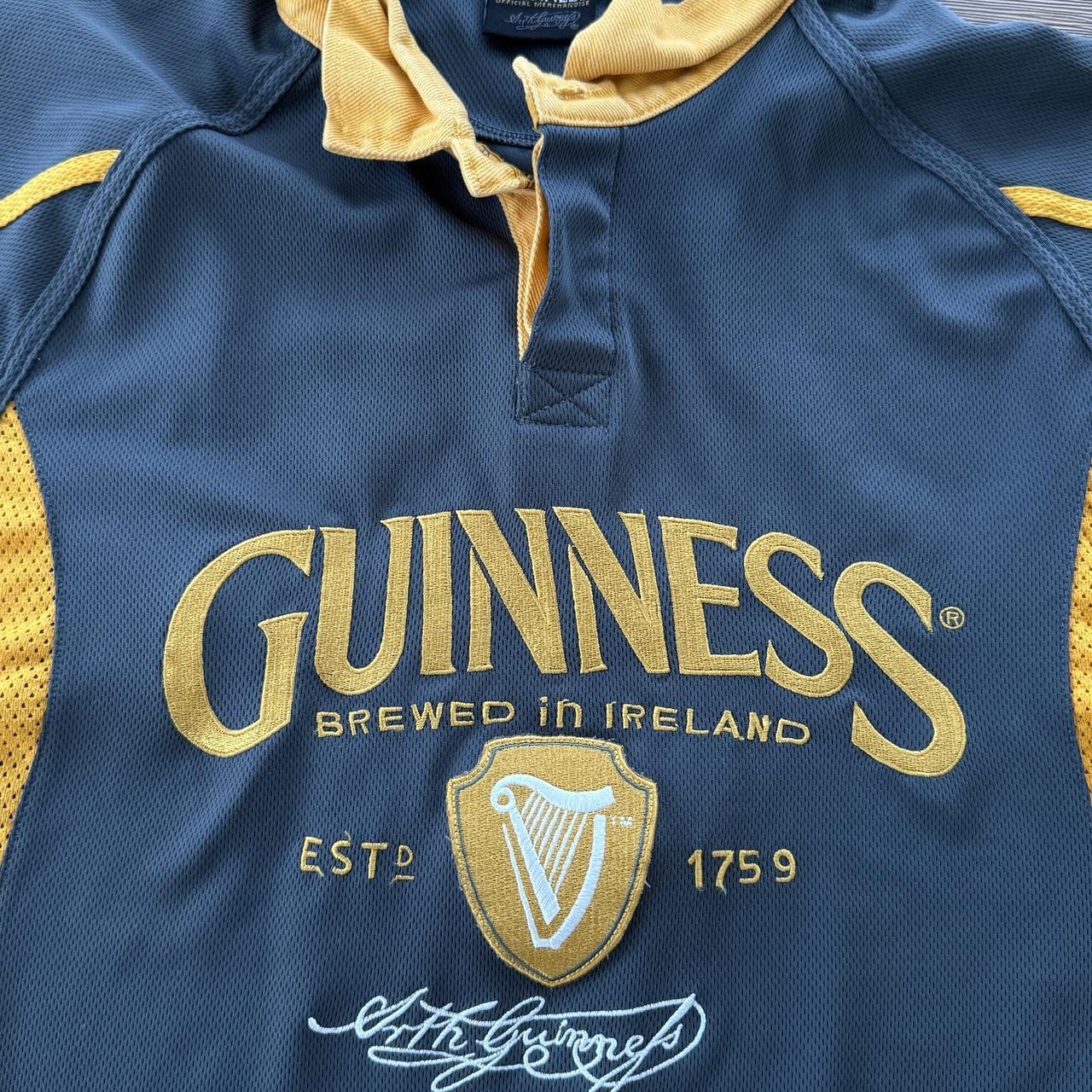 Guinness grey and yellow rugby polo shirt Size XL... | Depop