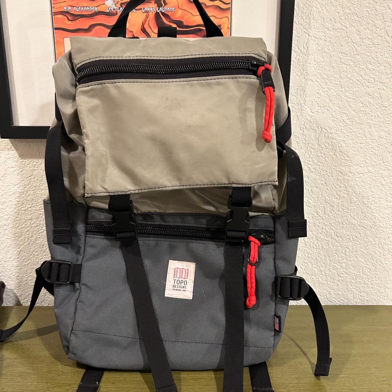 Almost new Topo designs backpack with yellow in-liner - Depop