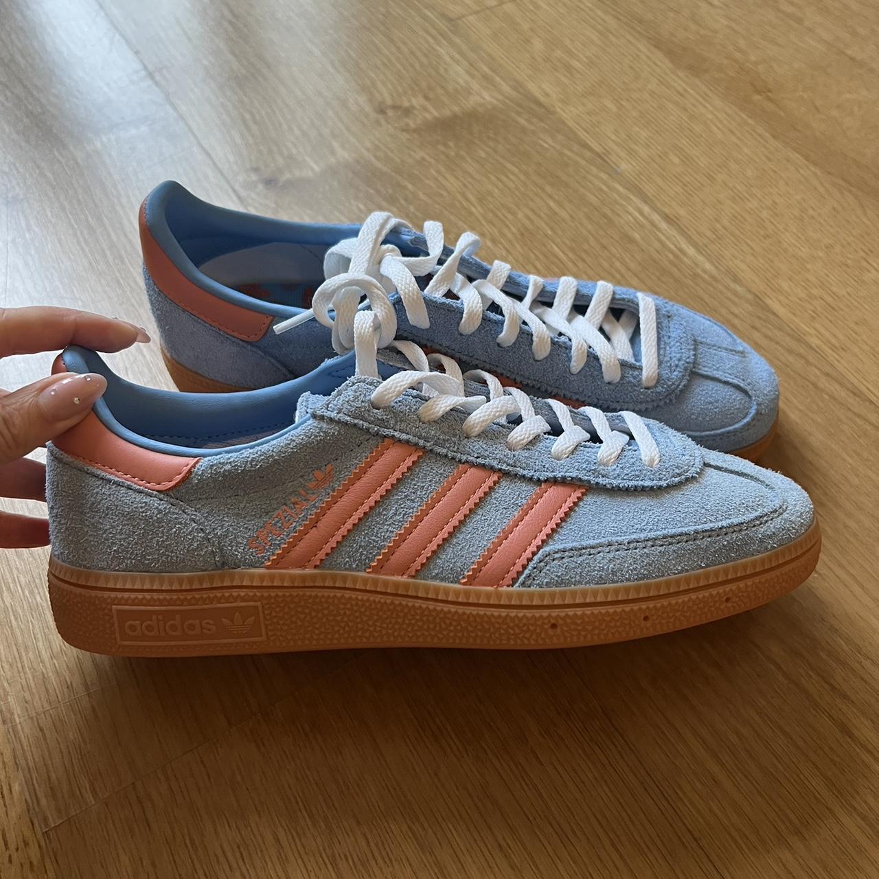 Adidas blue/pink Spezials. Bought and never worn,... - Depop