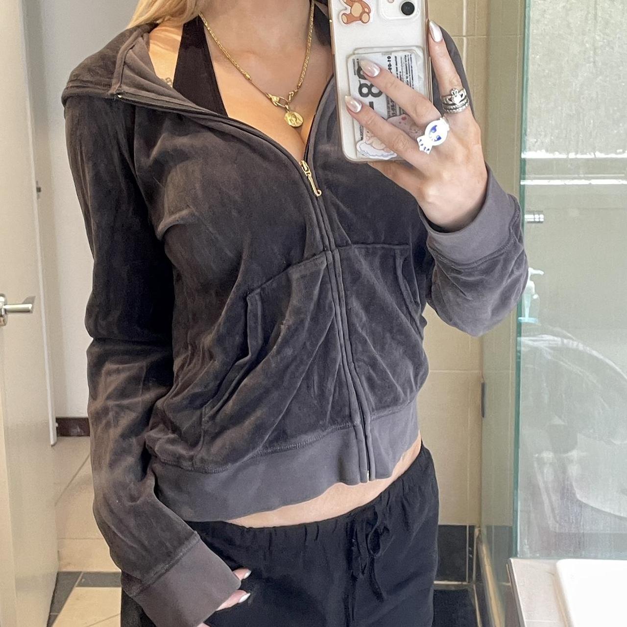 Vintage Y2K Grey Juicy Couture Velour Jacket Size... | Depop