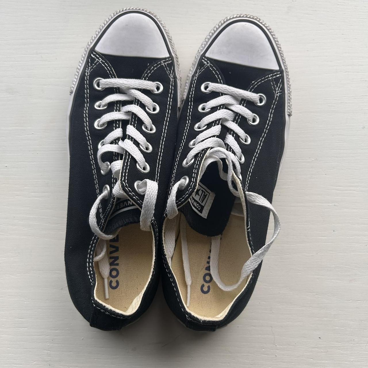 Converse mens size 8 black/white low tops #converse... - Depop