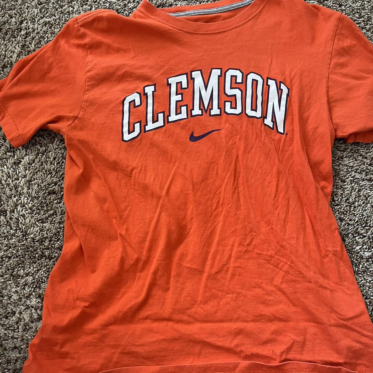Clemson orange and white Nike tshirt - Depop