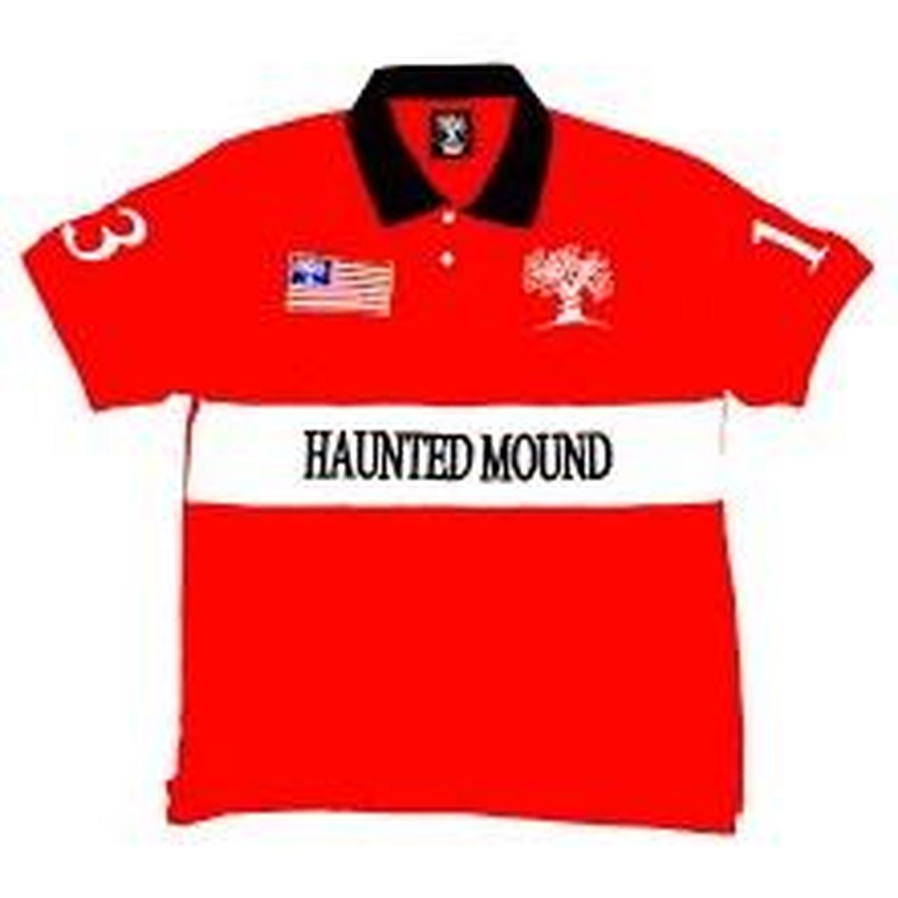Brand new in wrapper Haunted Mound red polo shirt... | Depop