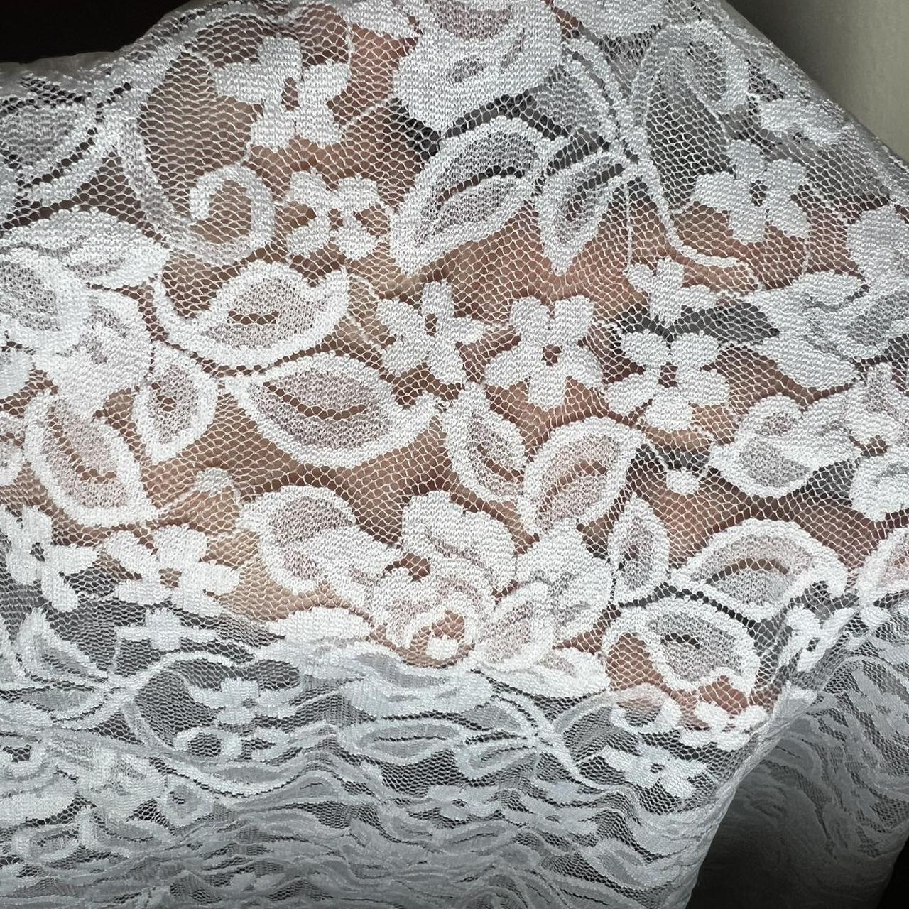 Sexy vintage lace robe. White lace robe with satin... | Depop