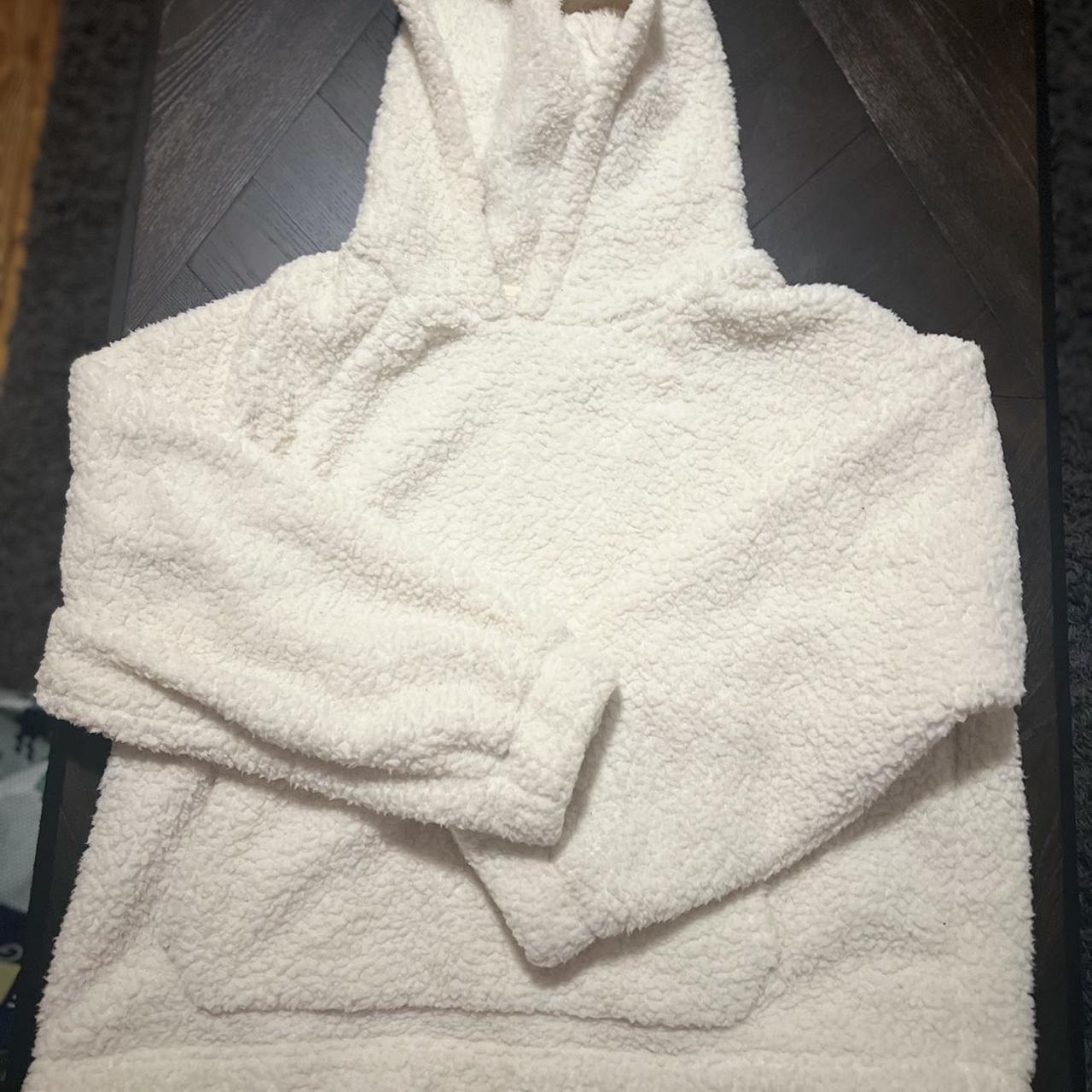 Cream color American Eagle Sherpa hoodie oversized - Depop