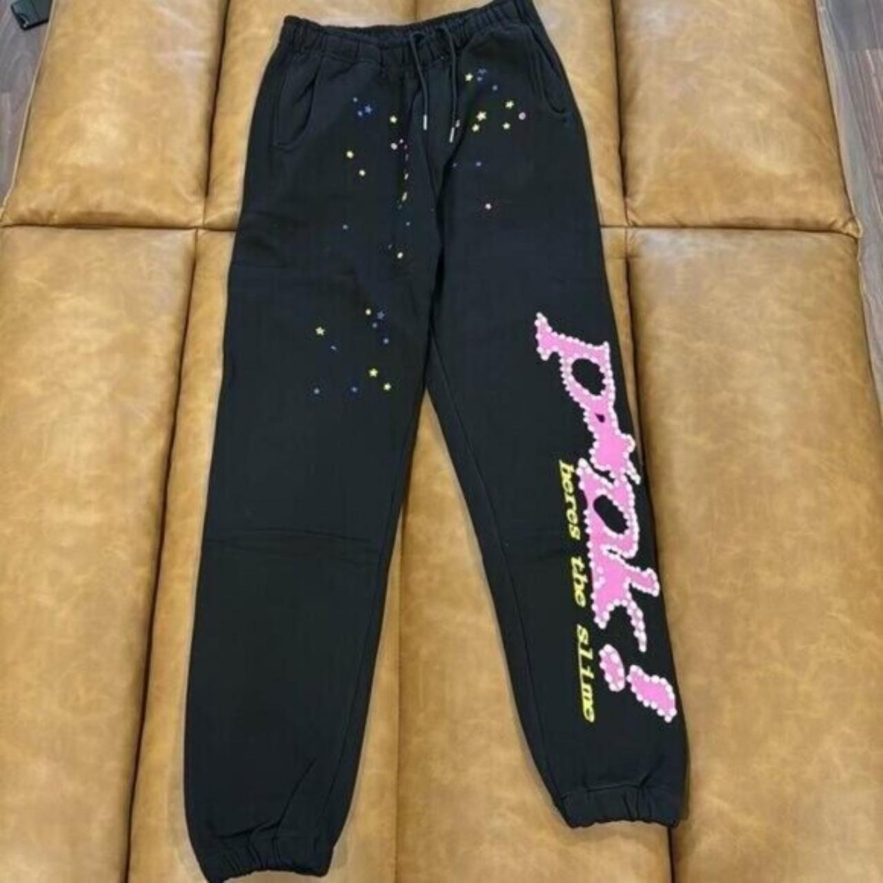 Spider P*NK! Sp5der Black Sweatpants Cuffed Joggers... - Depop