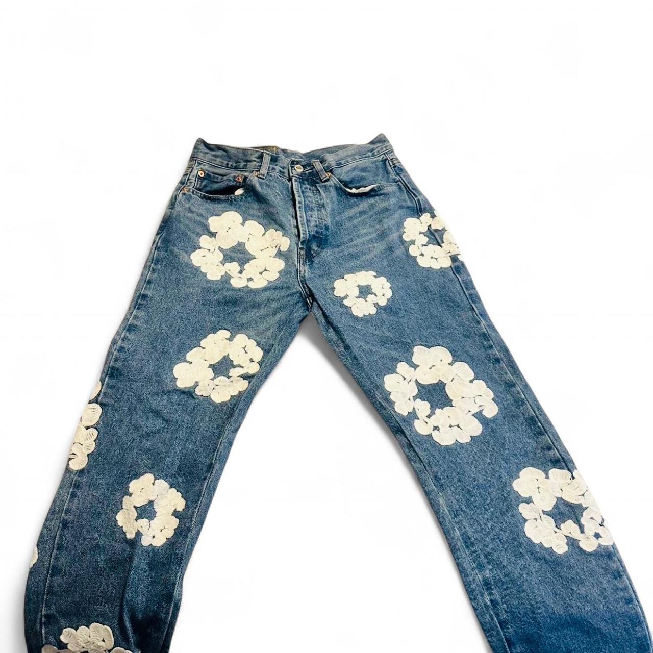 AUTHENTIC Denim Tear Flower Jeans, Size 30 W 32... | Depop