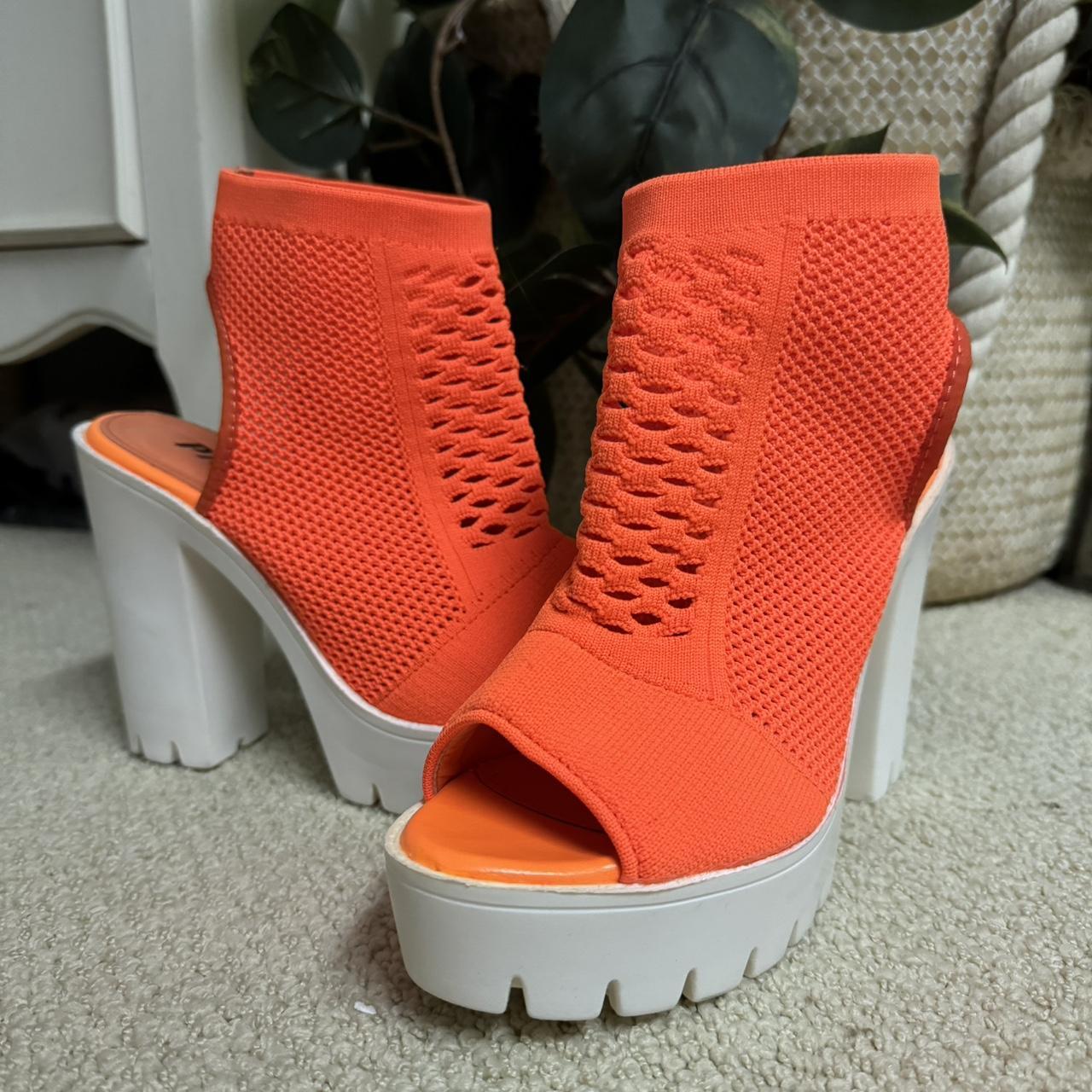 Neon Orange platform heels / sandals with open toe... | Depop