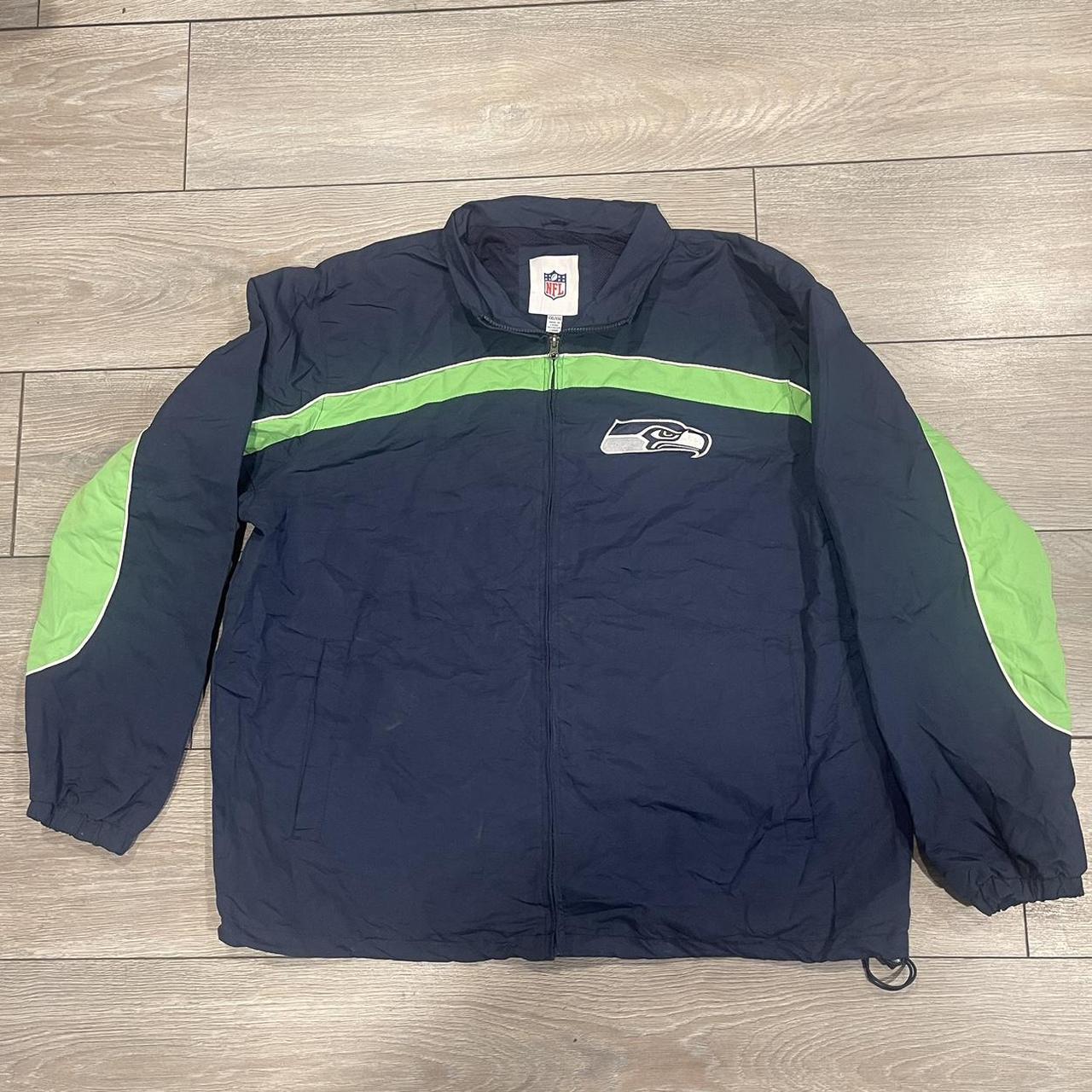 Seattle Seahawks navy and green windbreaker Size is... - Depop