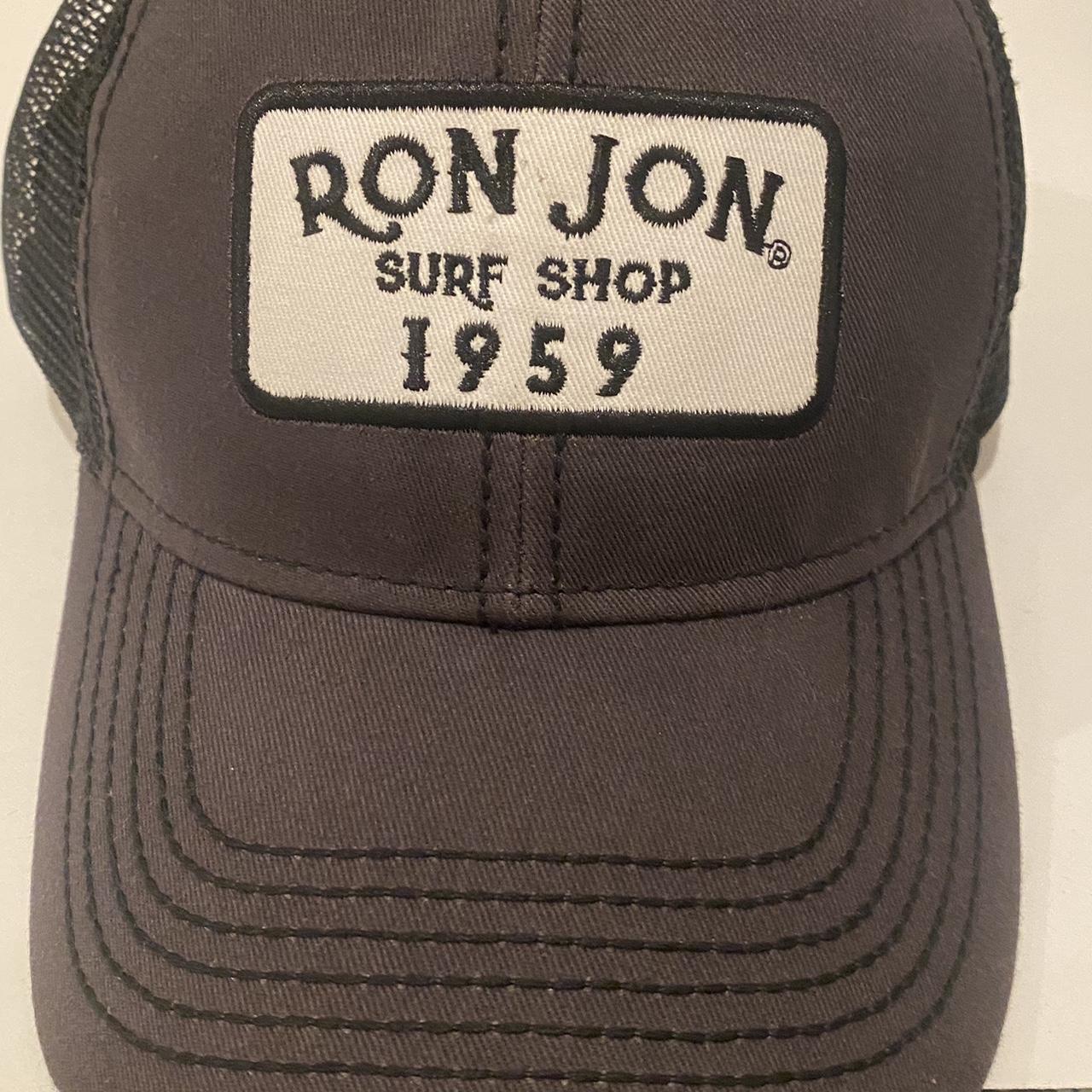 Ron Jon Surf Shop gray and white trucker hat - Depop