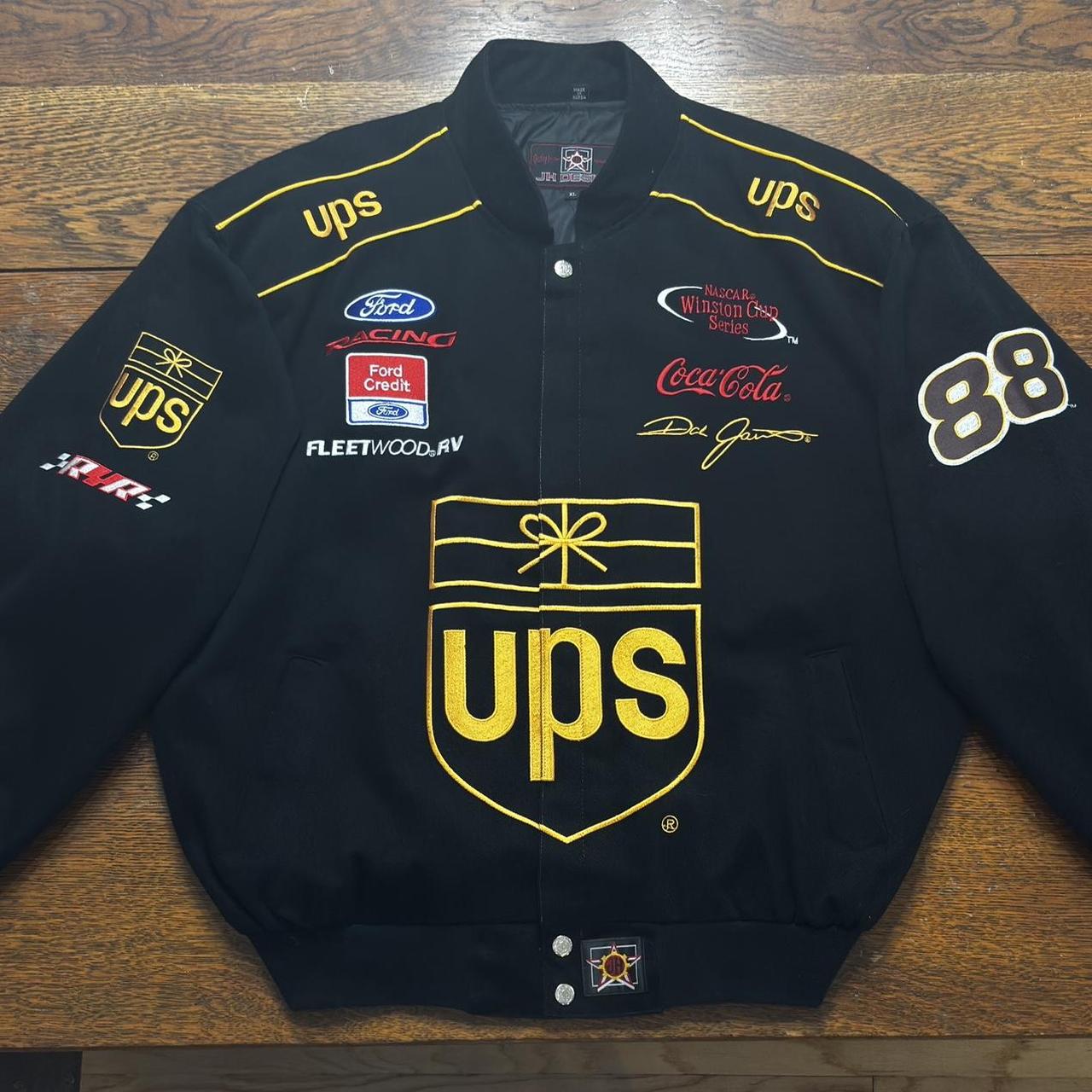 Crazy Vintage Dale Jarrett UPS NASCAR jacket... - Depop