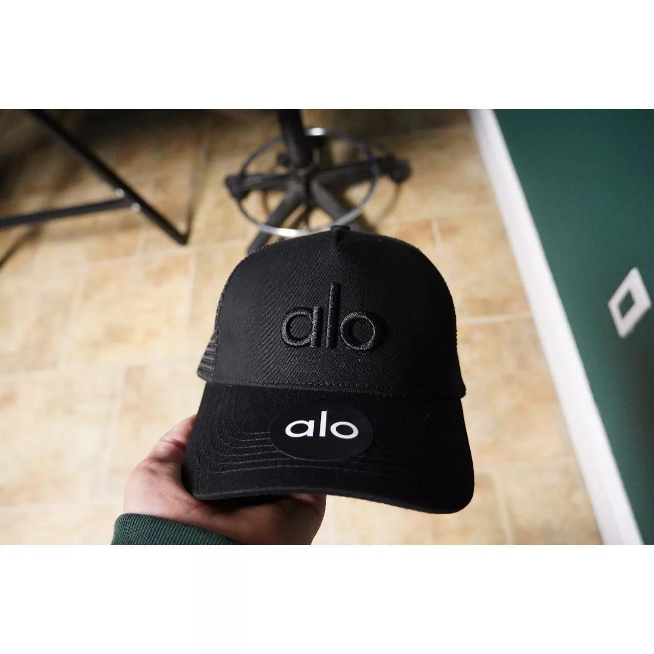 Alo Trucker Hat Base Ball Cap Premium All Black Snap... | Depop
