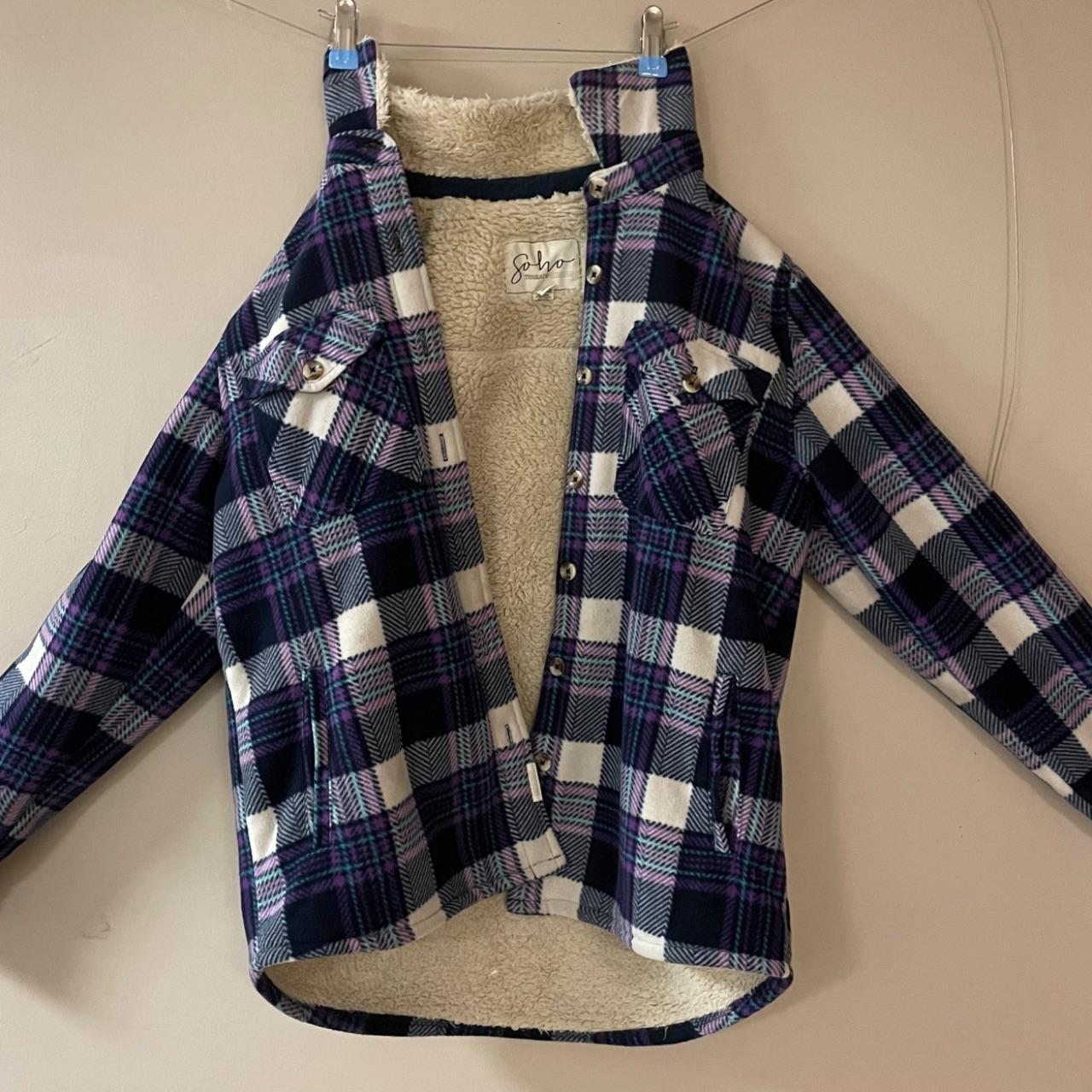 Multicolored flannel, very warm and comfy, size... - Depop