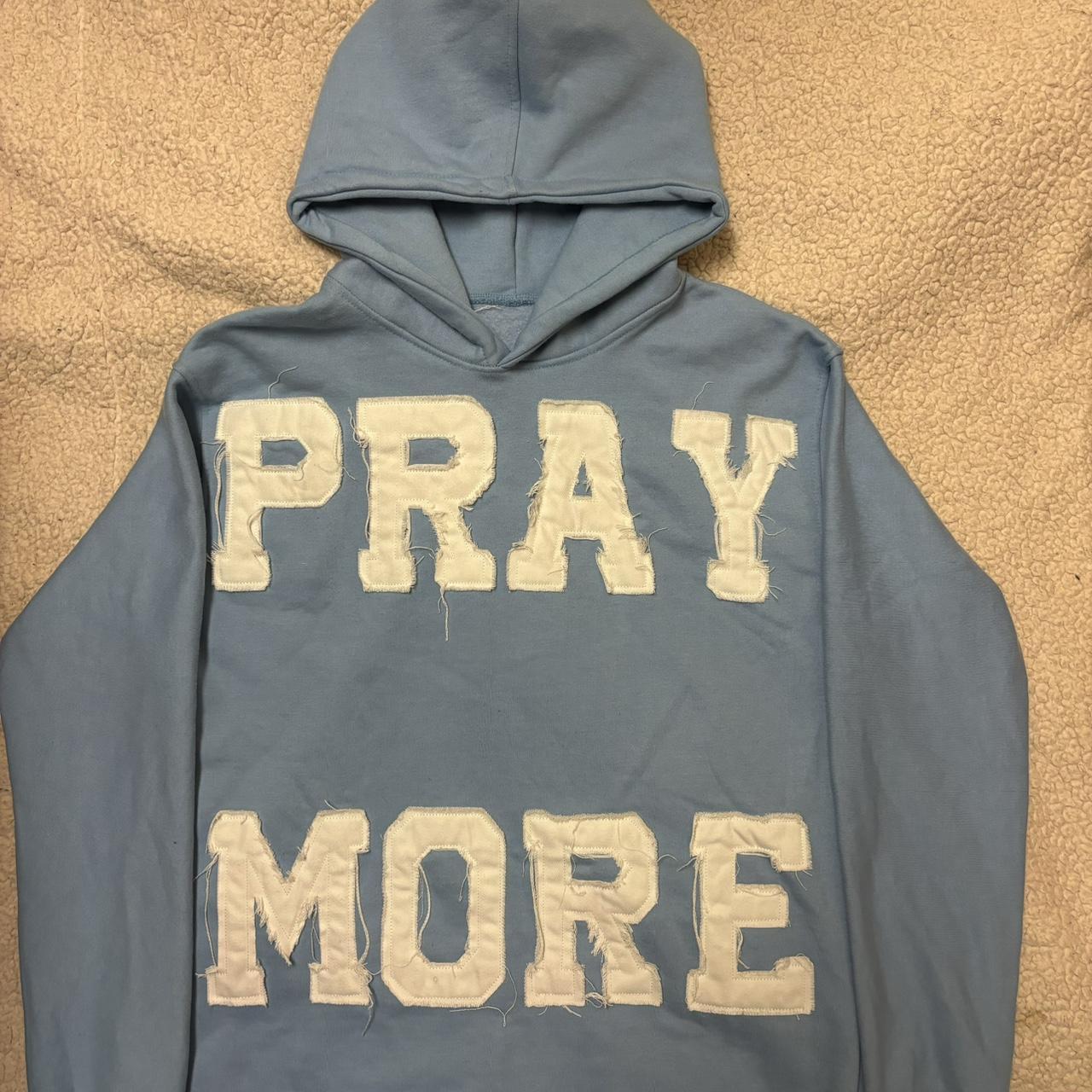 PRAY MORE BABY BLUE CHRISTIAN CROPPED HOODIE. BRAND NEW - Depop