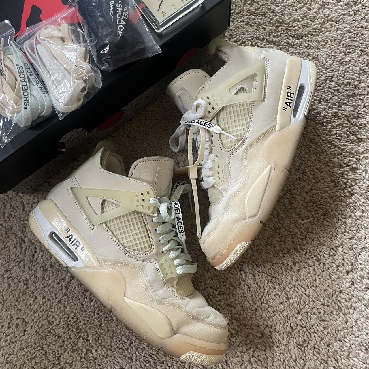 Off white x Jordan 4 ‘Cream sail’ Uk7 Very clean... - Depop