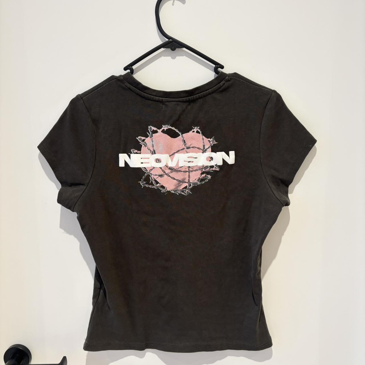 Neovision Pink Heart / Navy Green Baby Tee Great... | Depop