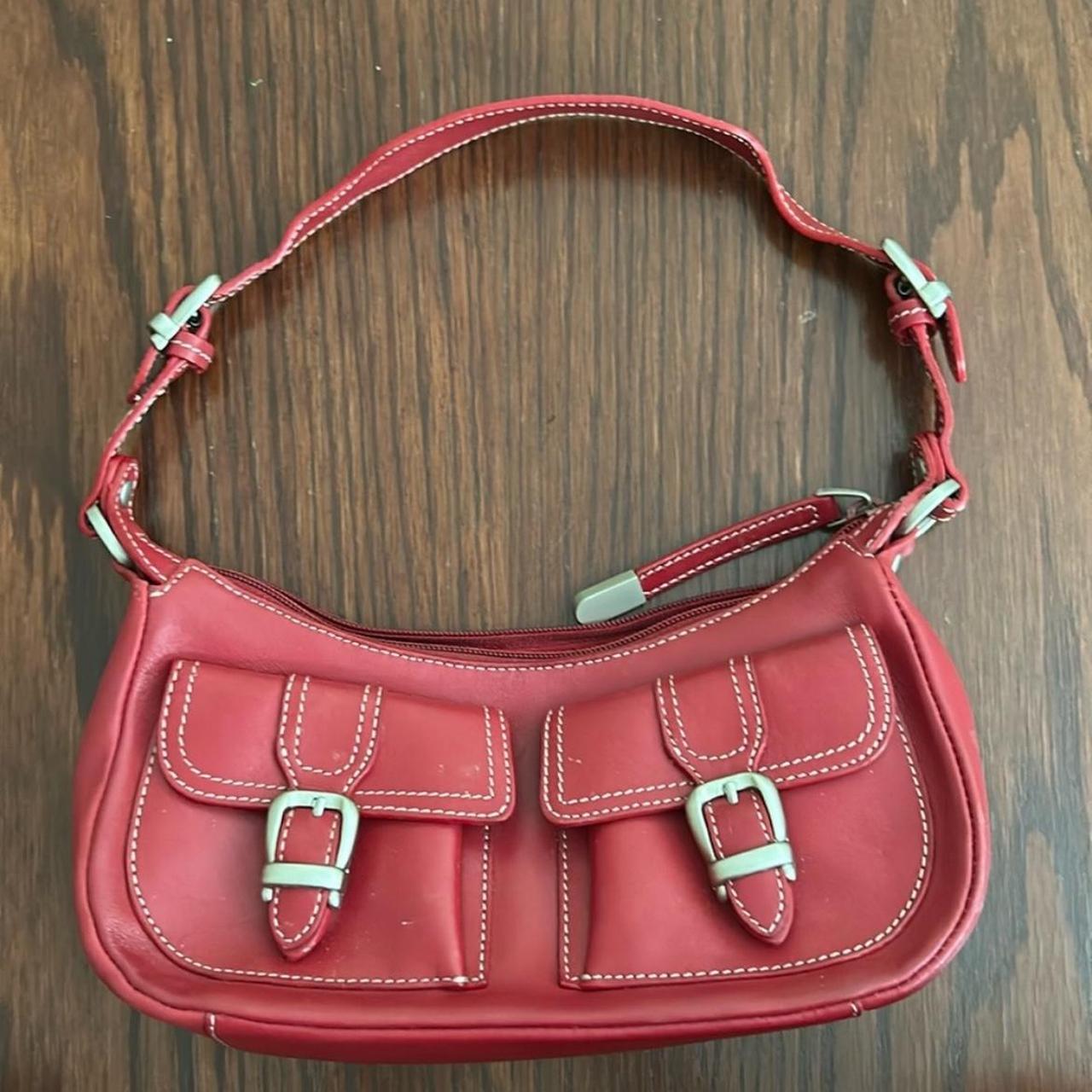 Kenneth Cole leather shoulder bag with silver... - Depop