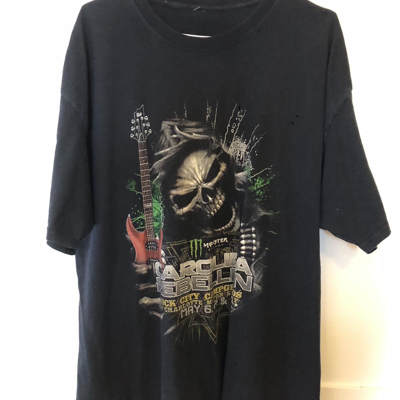 Rock concert T-shirt worn with holes. XL - Depop