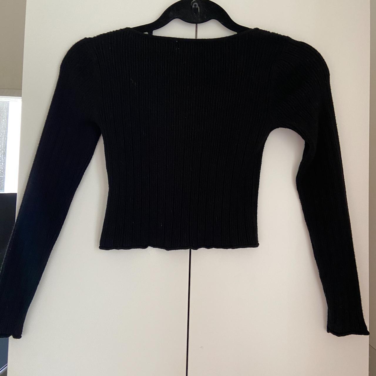 ASOS ribbed black cropped fine knit jumper lettuce... - Depop