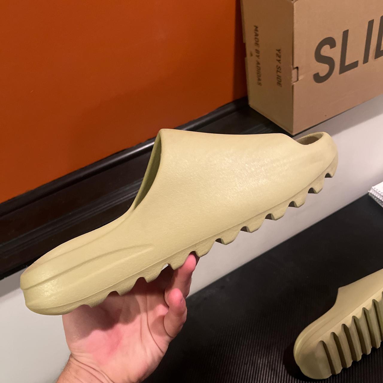 only worn three times yeezy slides got them less... - Depop