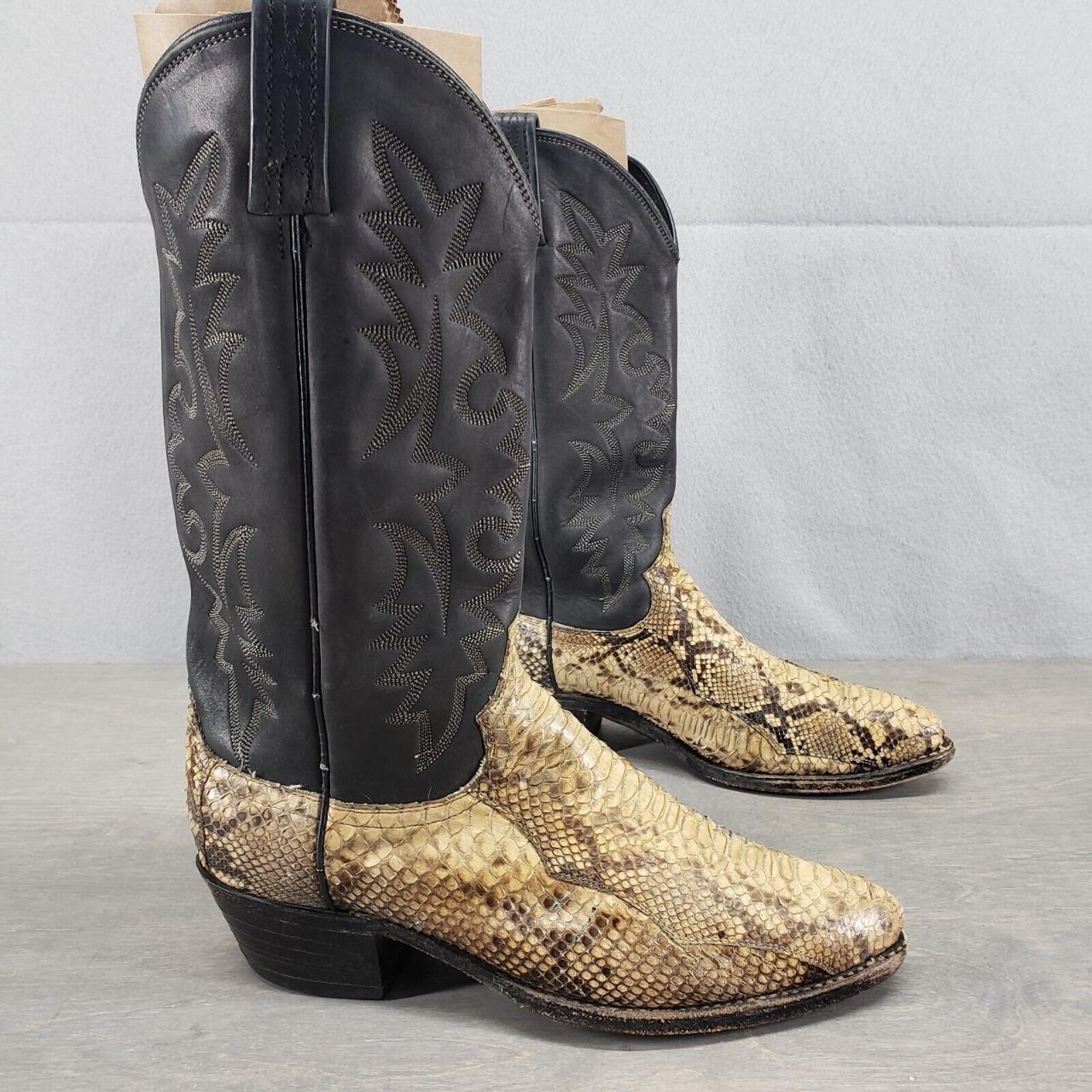 Vintage Dan Post Python Snake Skin Boots Men’s 8.5... - Depop