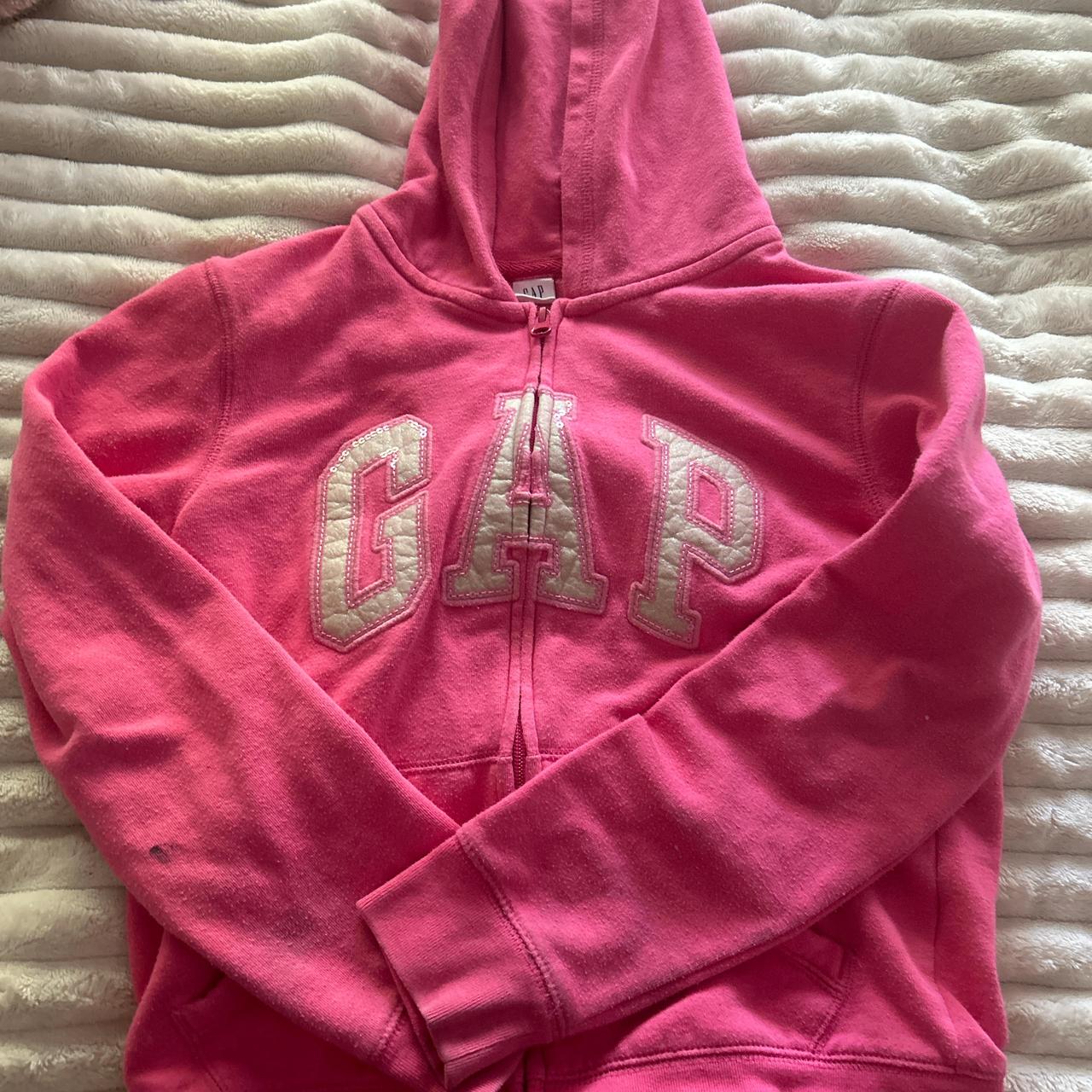 Pink kids gap zip up hoodie - Depop