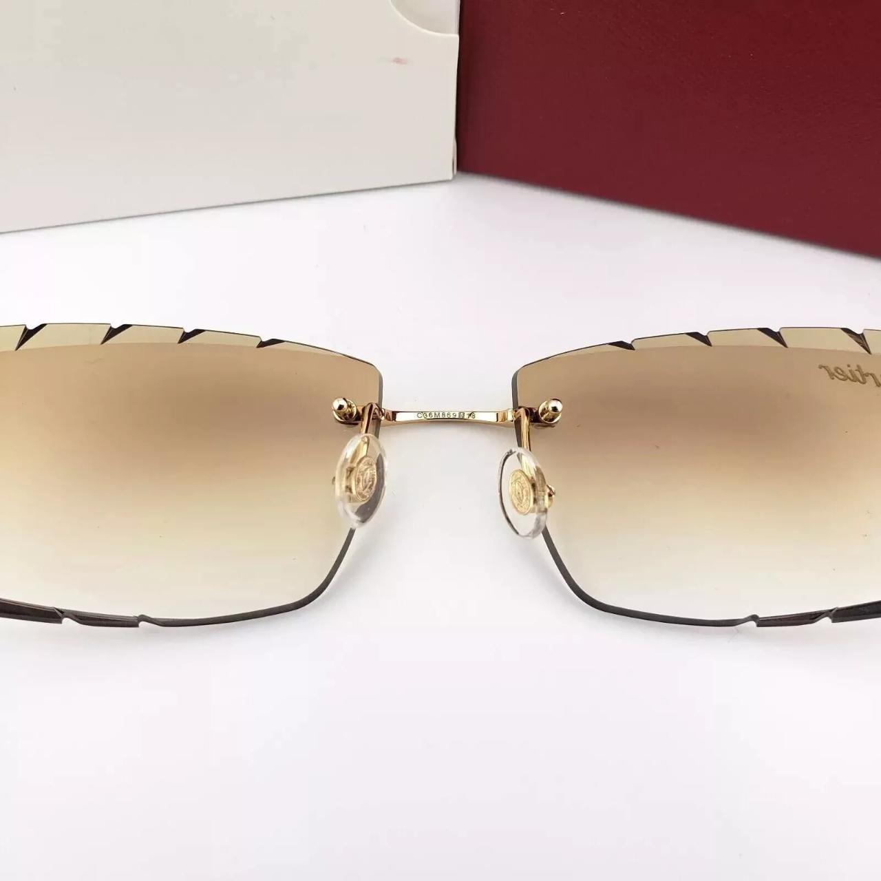 Cartier rimless Diamond cut sunglasses glasses BIG C... - Depop