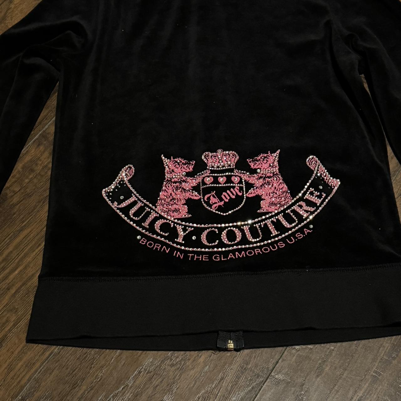 Vintage early 2000s Black velour juicy couture zip... - Depop