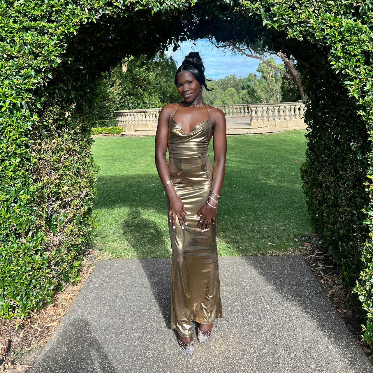 Gold Talisa Maxi Dress - Babyboo *worn only... | Depop