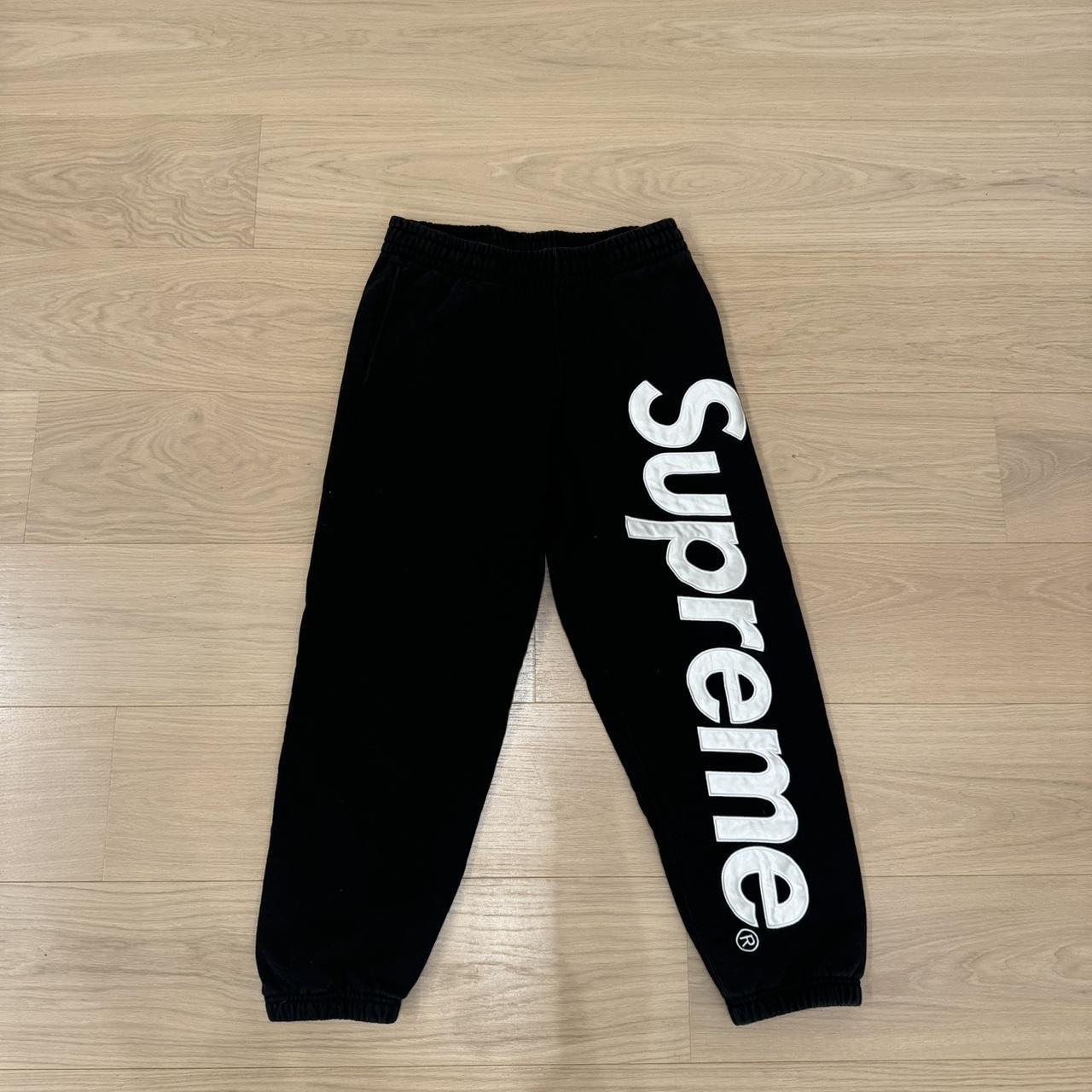 Black Supreme Pants Supreme Satin Appliqué... - Depop