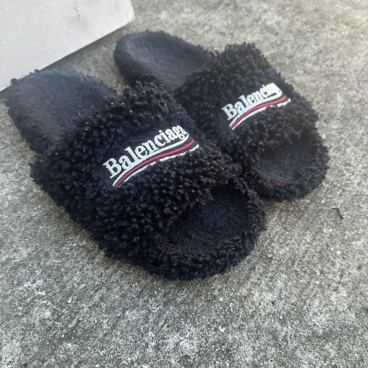 Balenciaga fuzzy slides Super comfy i love them i... | Depop