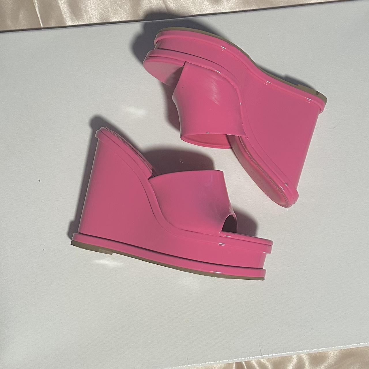 Hot pink shiny barbie platform wedges 💕 | Depop