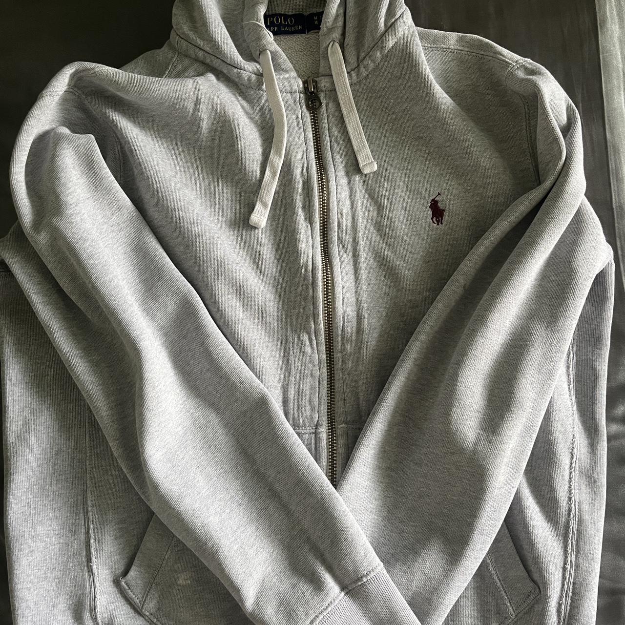 Polo Zip Up Gray Vintage Hoodie Small signs of wear.... - Depop