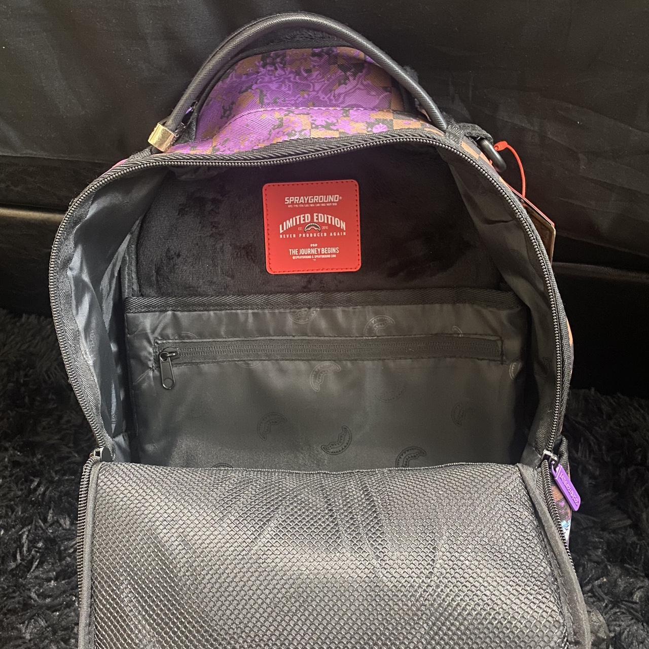 Limited edition sprayground backpack in purple and... - Depop