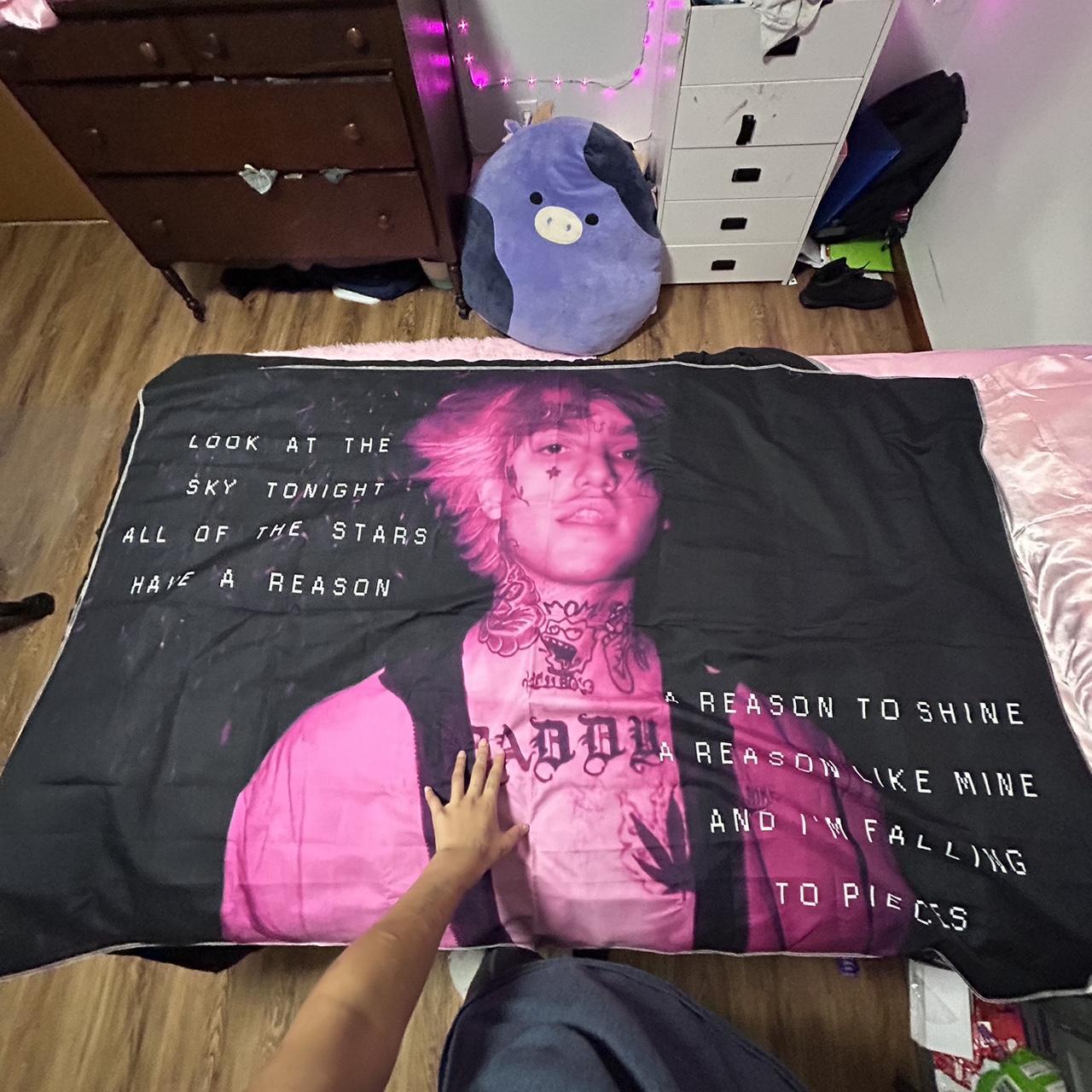 Lil Peep tapestry - black and pink... - Depop