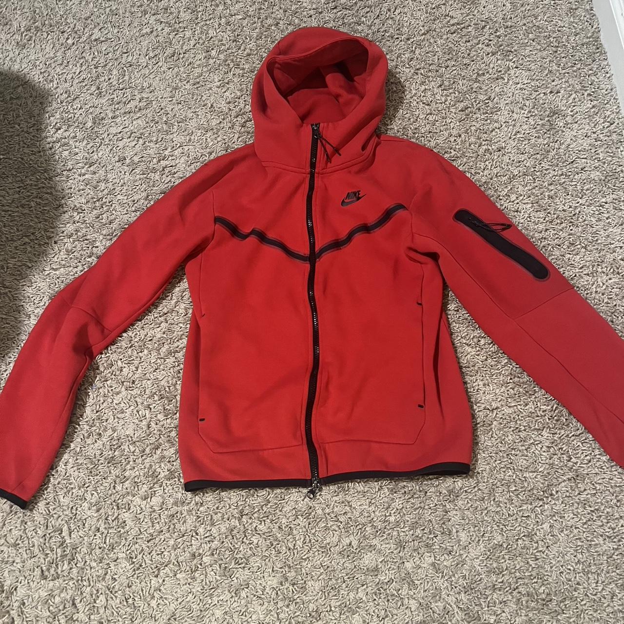 Red Nike tech fleece hoodie #techfleece - Depop
