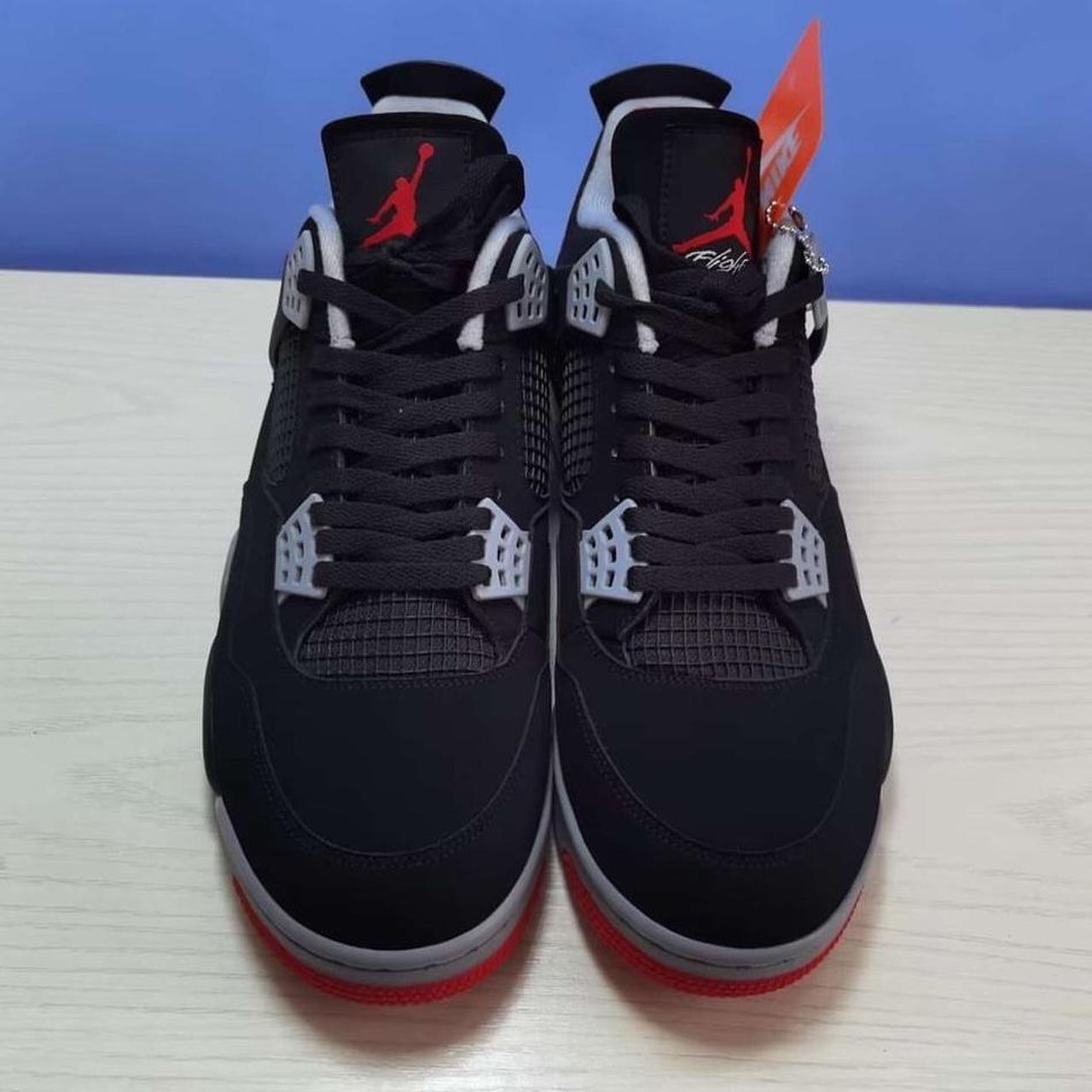 Black with red bottoms, Jordan 4’s - Depop