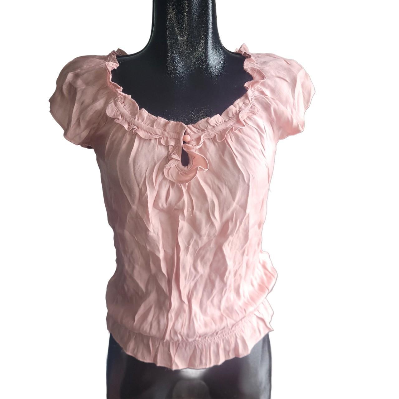 Dynamite pink ruffle short sleeve top Sz.S #feminine... | Depop