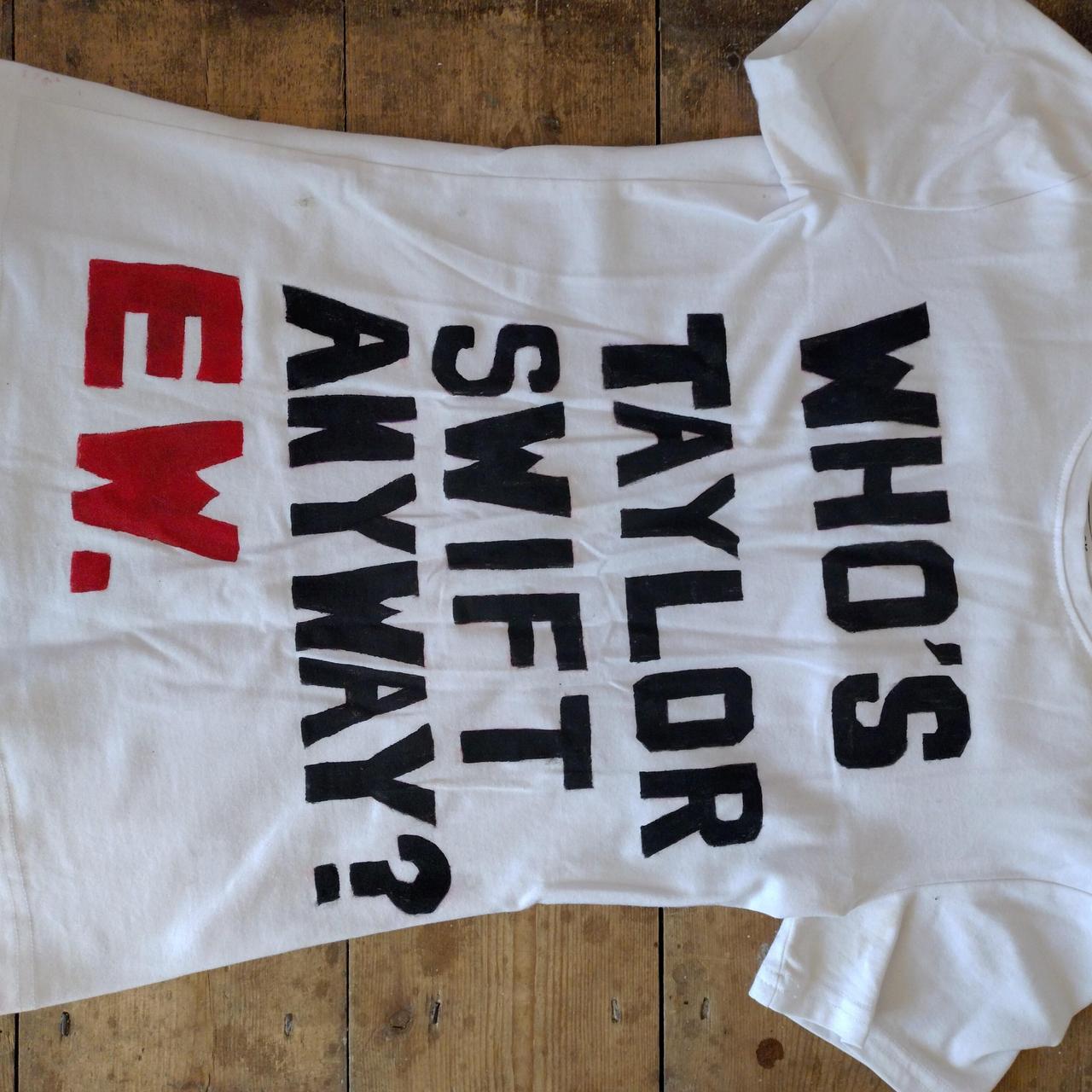 Hand painted Taylor Swift slogan t-shirt (delicate... | Depop