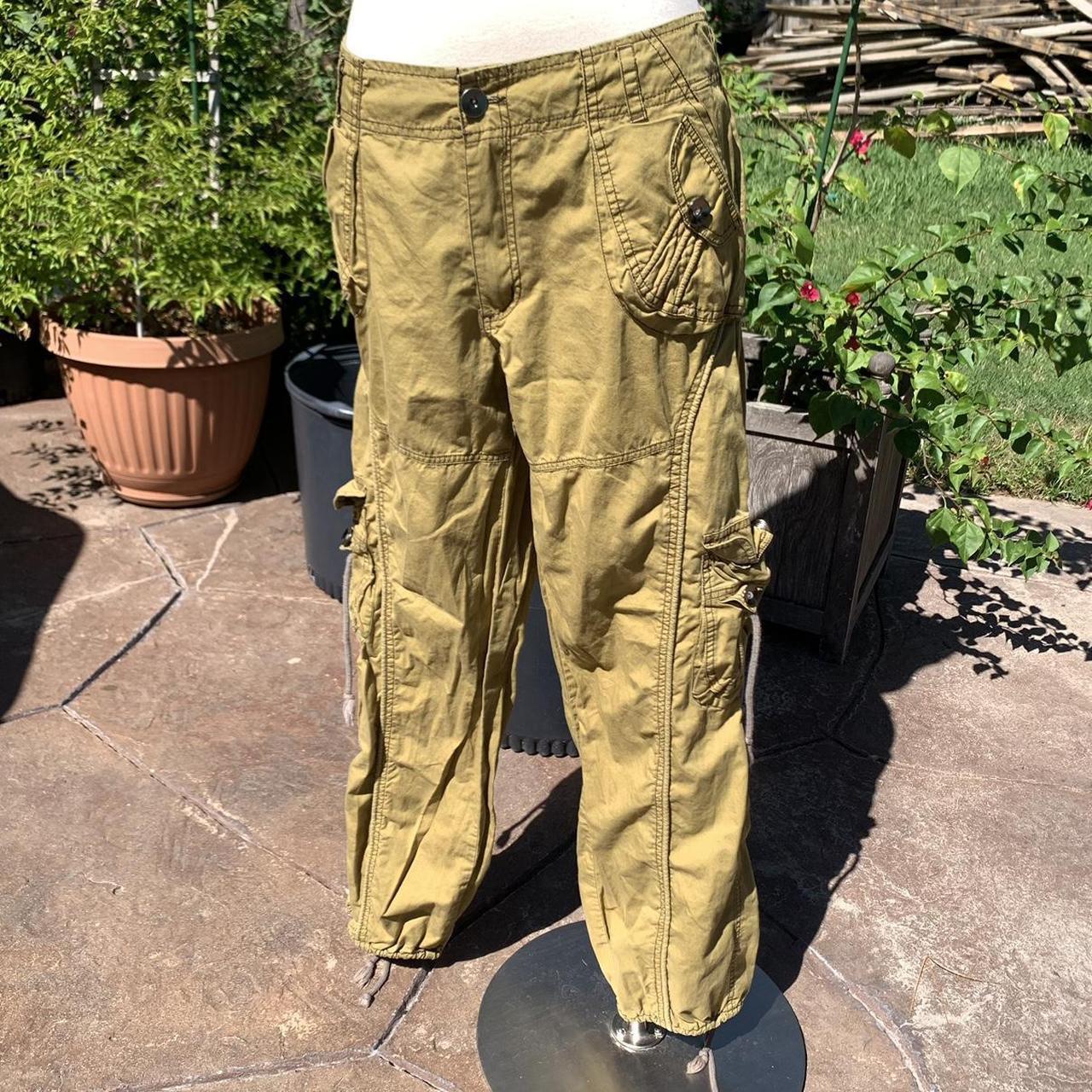 Cache pants, grunge, military pants, beige 36”... | Depop