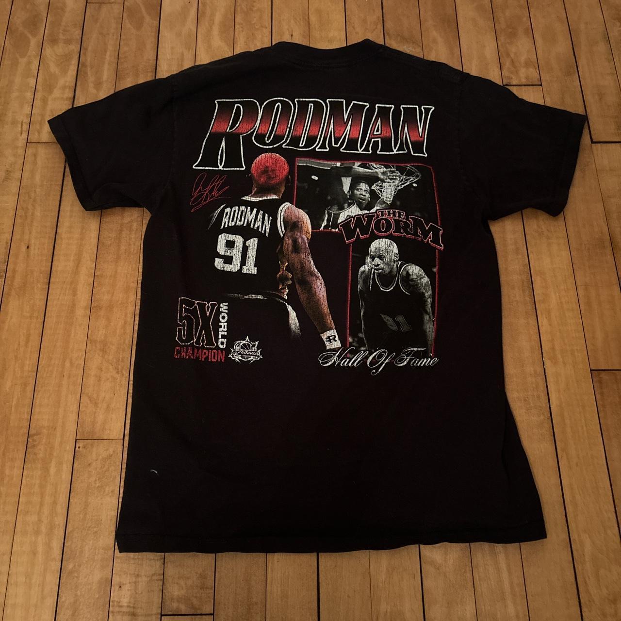 black and red dennis rodman graphic tee #skater | Depop