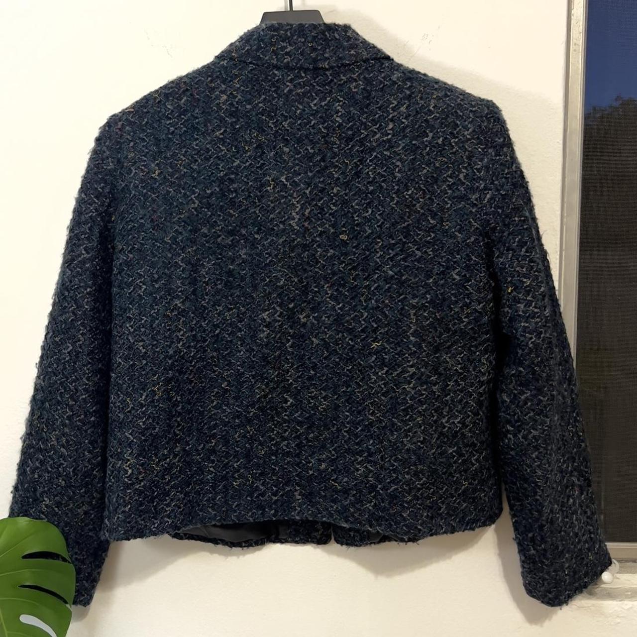 Vintage Navy Blue Tweed Blazer Women’s size large,... - Depop