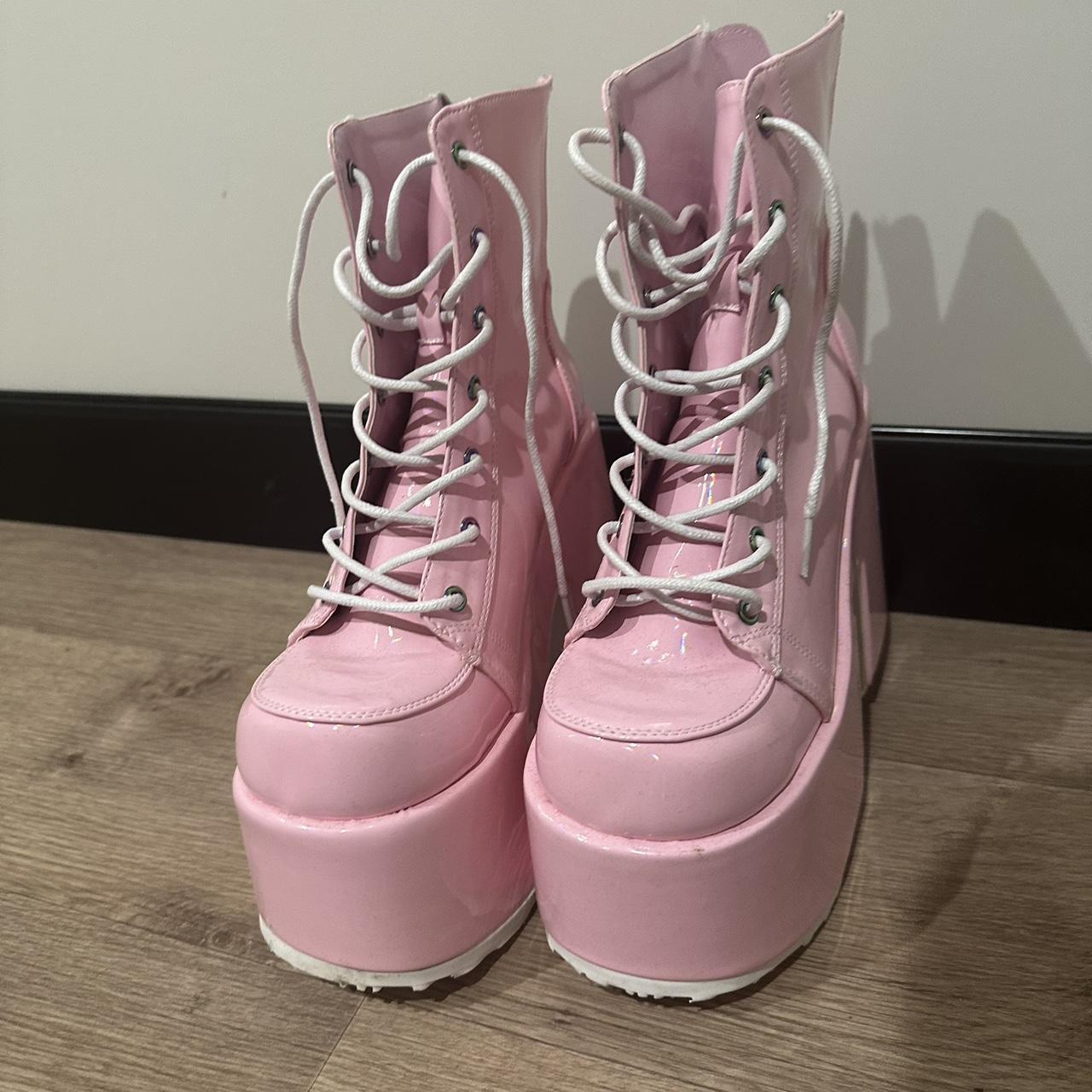 Pink demonia platforms. Size 8! Worn once when tried... - Depop