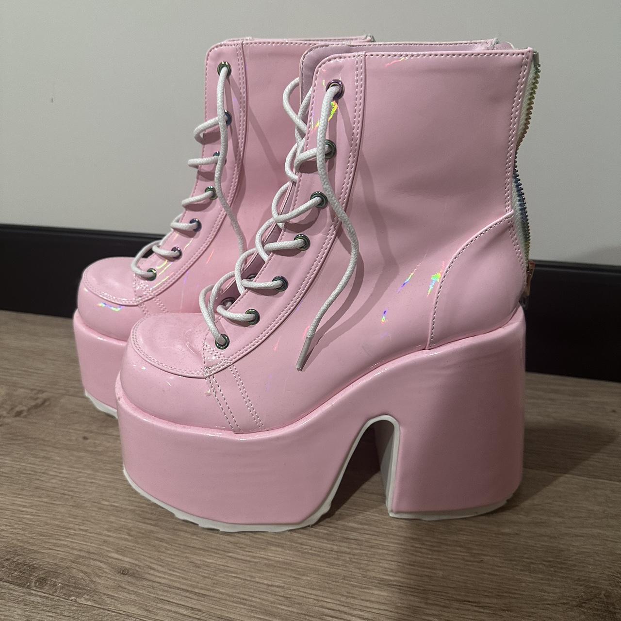 Pink demonia platforms. Size 8! Worn once when tried... - Depop