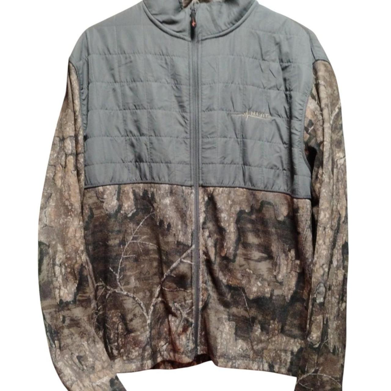 Habit mens real tree camo and grey fleece sweater... - Depop