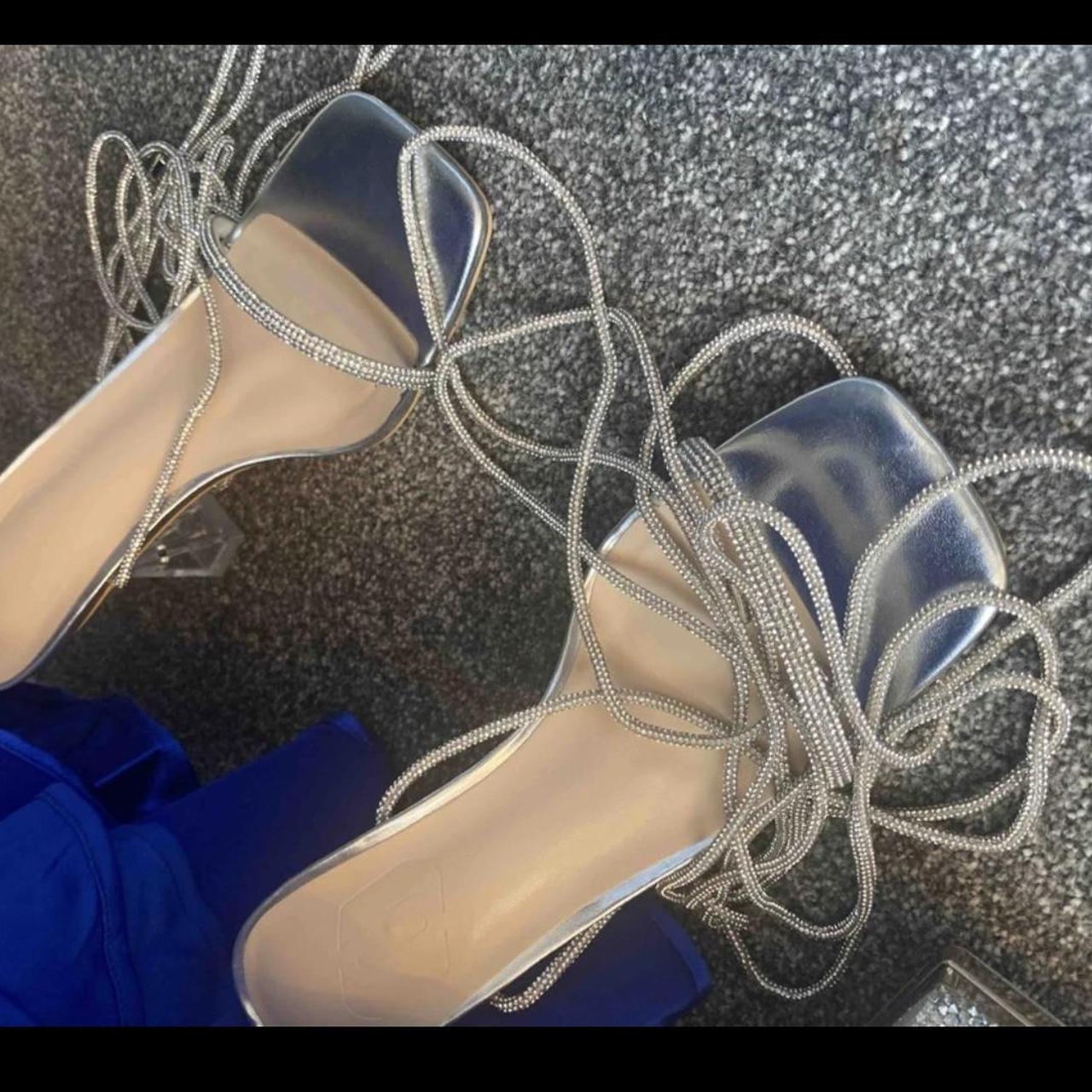 Silver and white sandal high heels from SHEIN.... - Depop