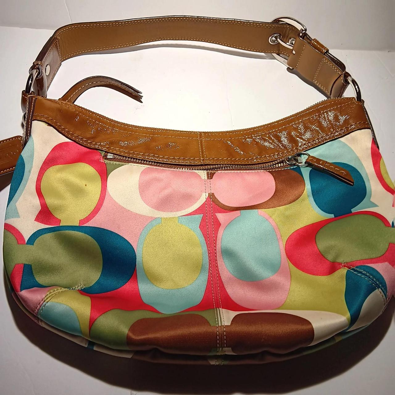 Coach multicolor shoulder bag zip closure spacious... | Depop